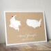 Two Countries Map With Love Trails, Engagement Gift, Wedding Gift ...