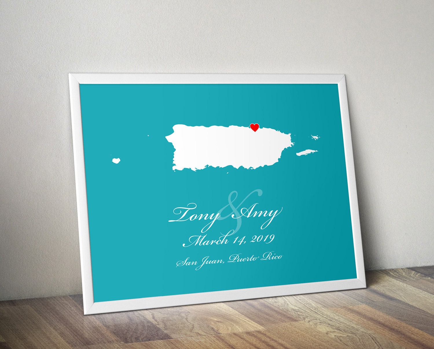 Personalized Puerto Rico Map: Custom Puerto Rico Wedding | Etsy