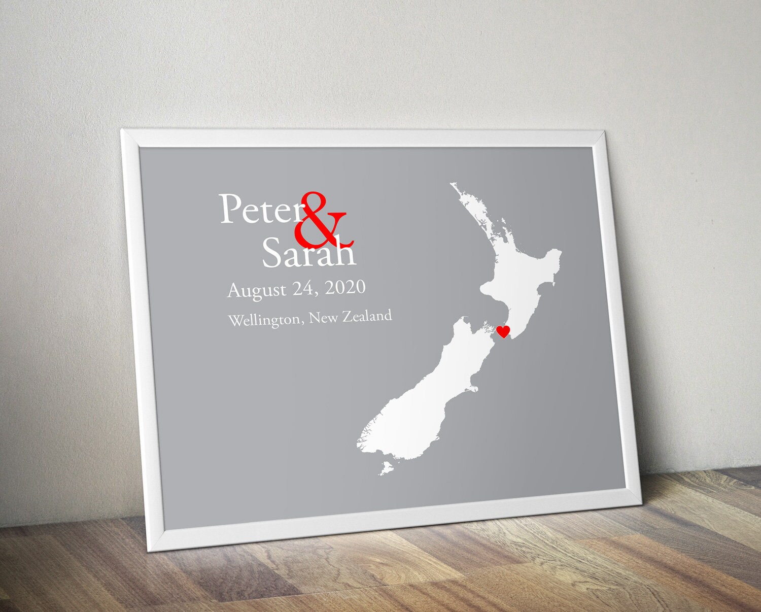Personalized New Zealand Map: Custom New Zealand Wedding | Etsy