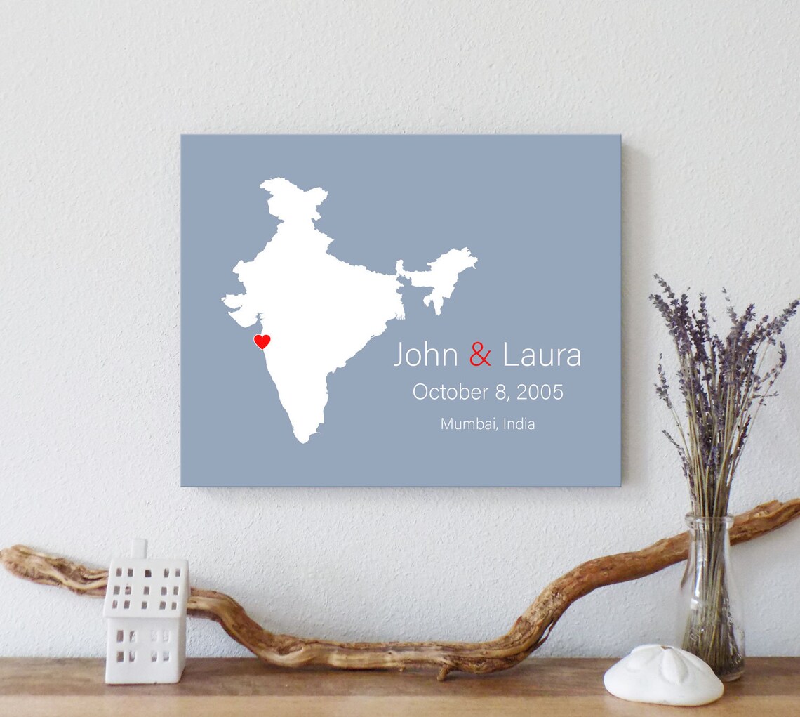 Personalized India Map: Custom India Wedding, Engagement Gift, Wedding ...
