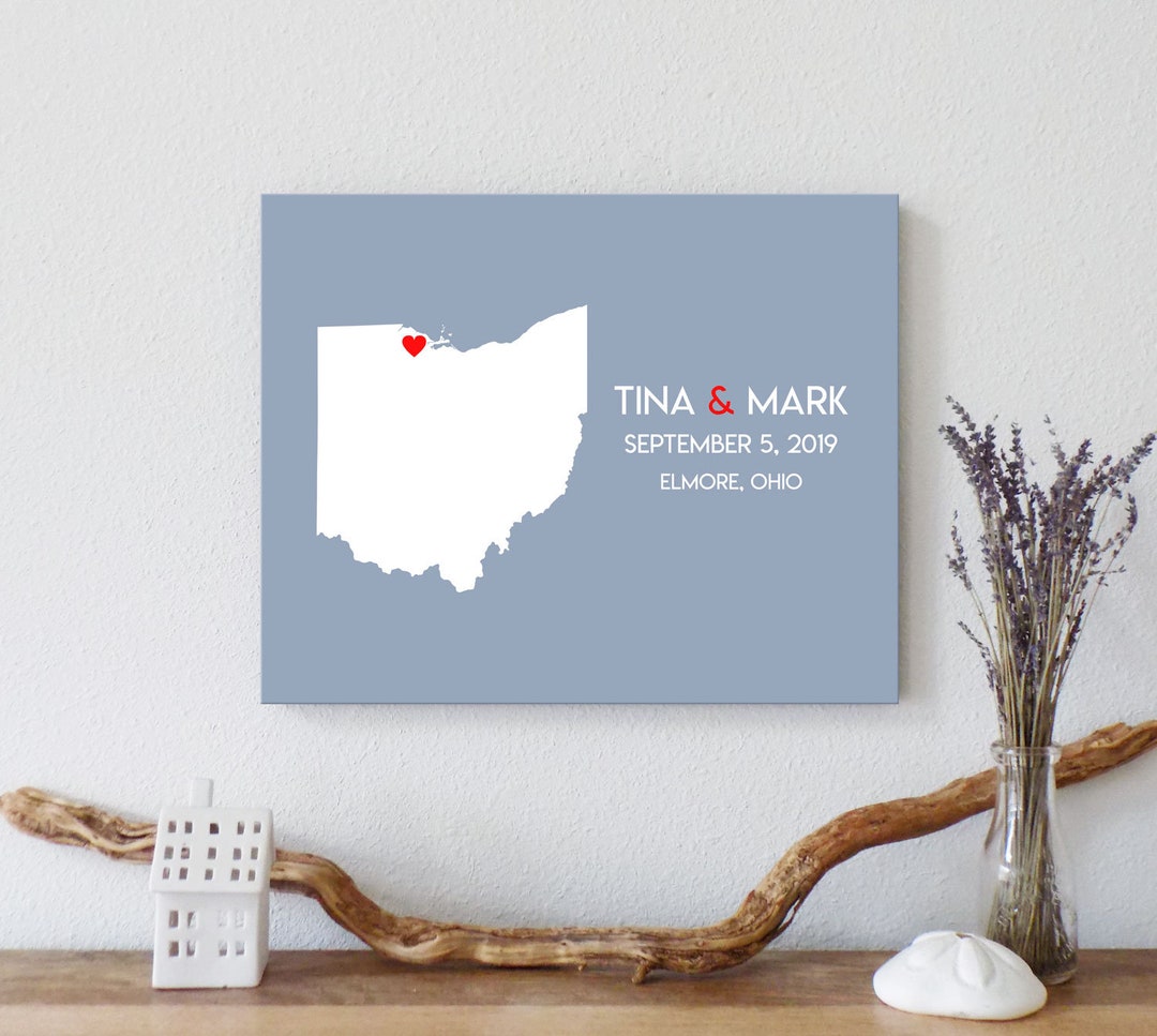 Personalized Ohio Map: Custom Ohio Wedding, Engagement Gift, Wedding ...