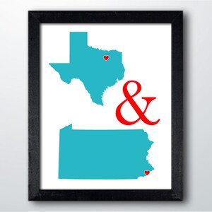 Custom Two Countries Print - Engagement Gift, Wedding Gift, Paper ...