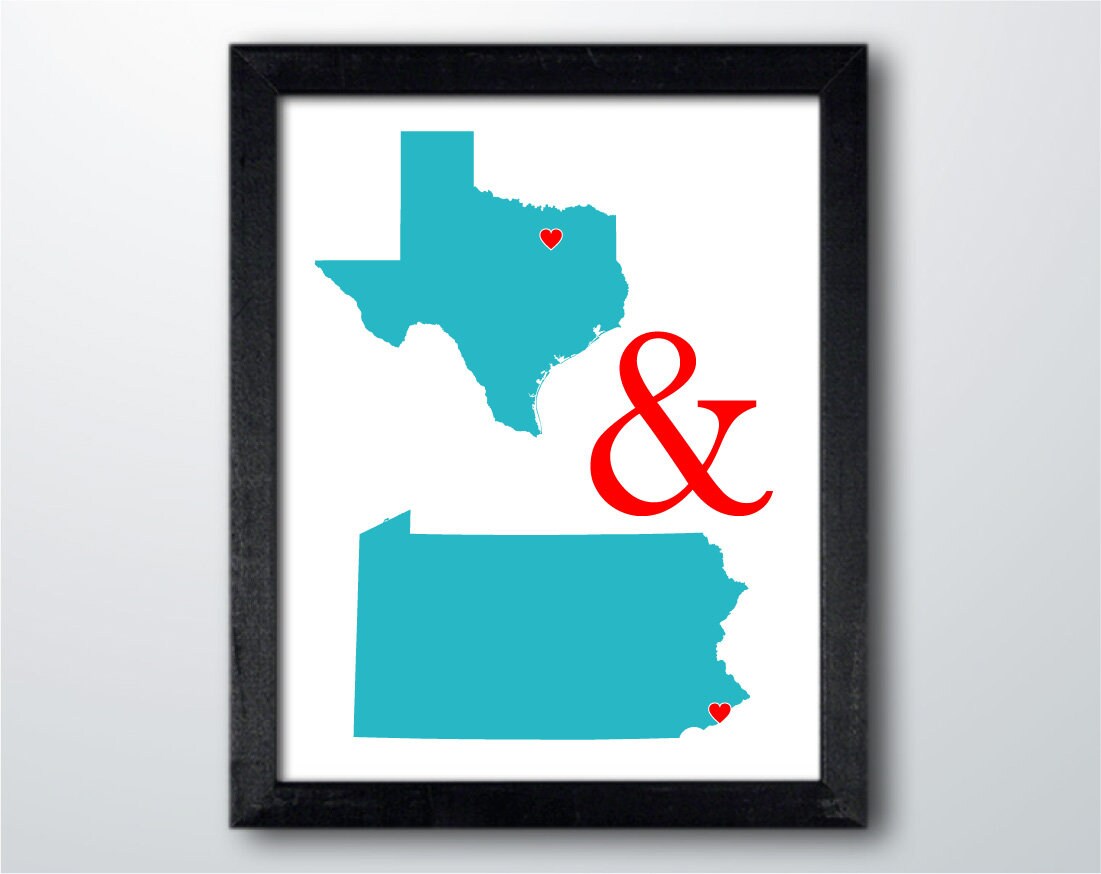 Custom Two Countries Print Engagement Gift Wedding Gift | Etsy