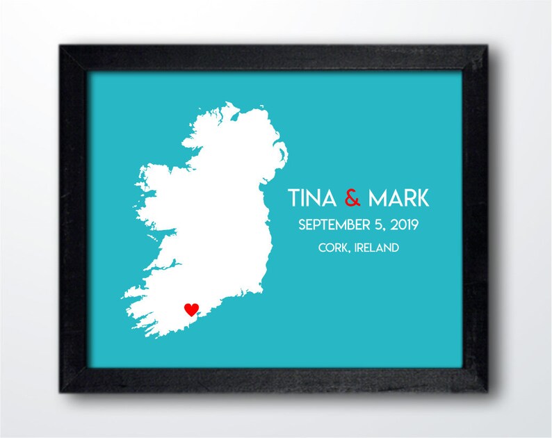Personalized Ireland Map: Custom Ireland Wedding, Engagement Gift ...