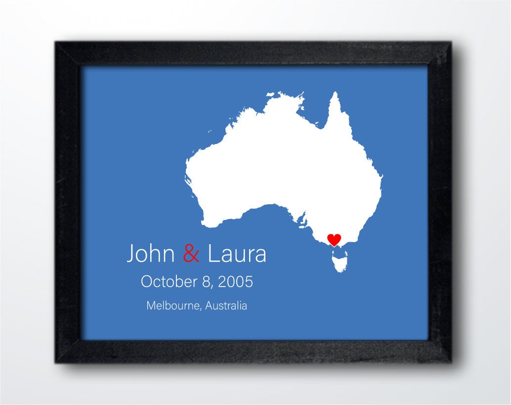 Personalized Australia Map: Custom Australia Wedding, Engagement Gift ...