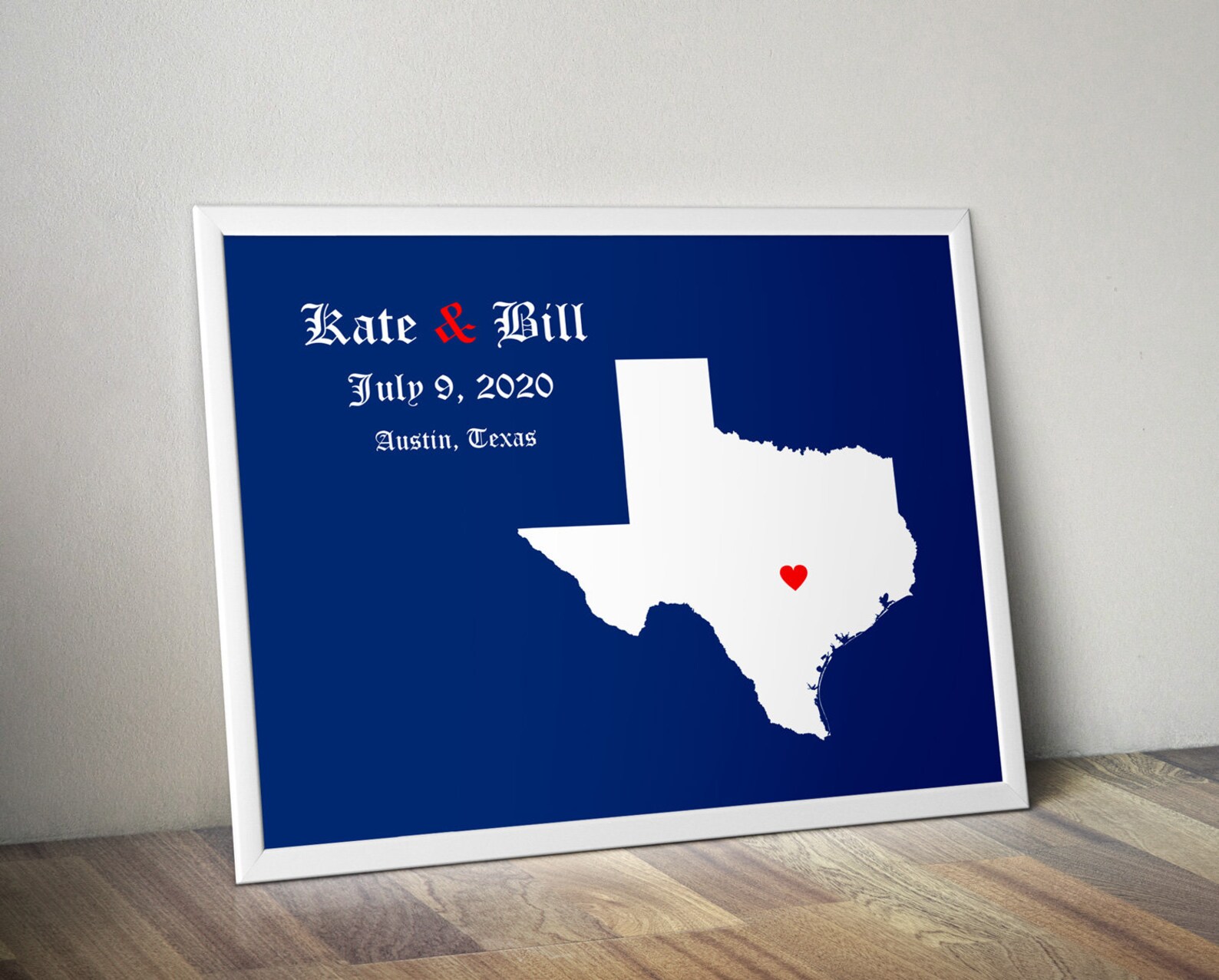 Personalized Texas Map: Custom Texas Wedding Engagement Gift - Etsy