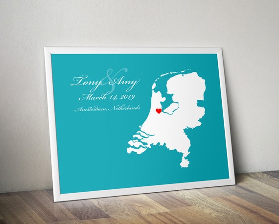 Personalized Netherlands Map: Custom Holland Wedding - Etsy