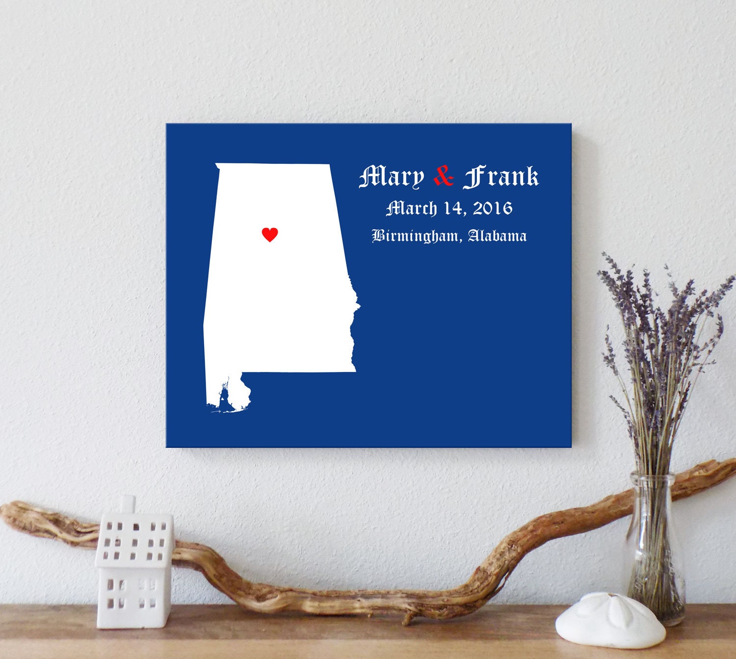 Personalized Alabama Map: Custom Alabama Wedding, Engagement Gift ...