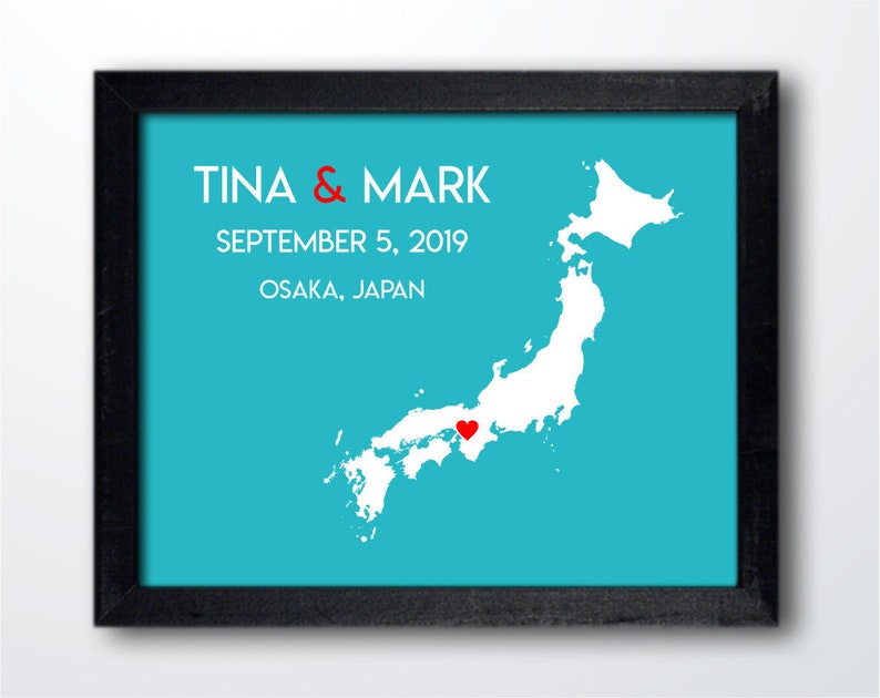 Personalized Japan Map: Custom Japan Wedding Engagement Gift | Etsy