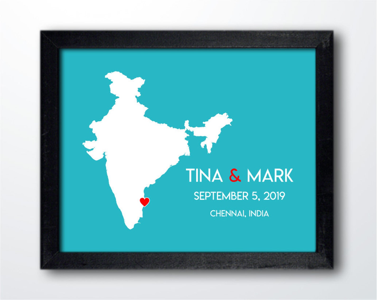 Personalized India Map: Custom India Wedding, Engagement Gift, Wedding ...