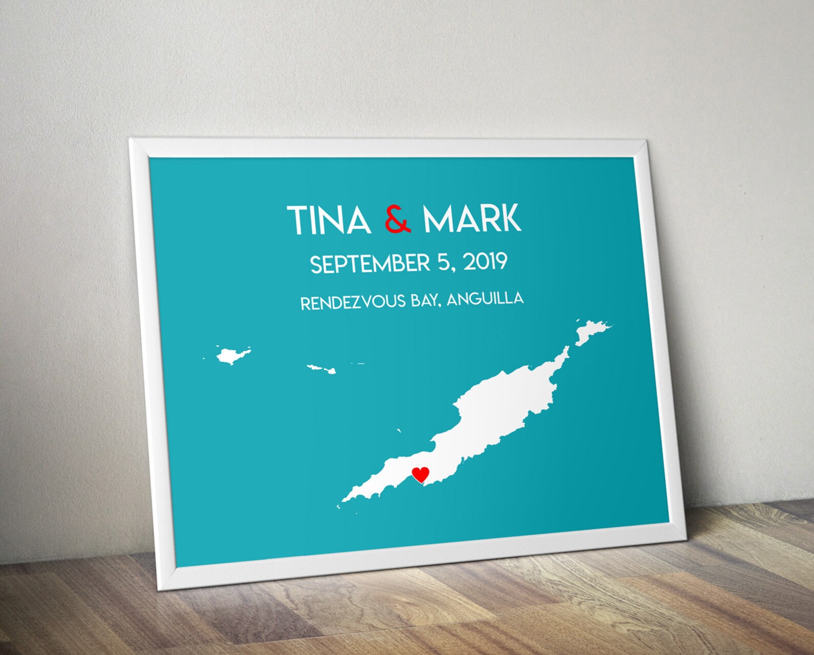 Personalized Anguilla Map: Custom Anguilla Wedding, Engagement Gift ...