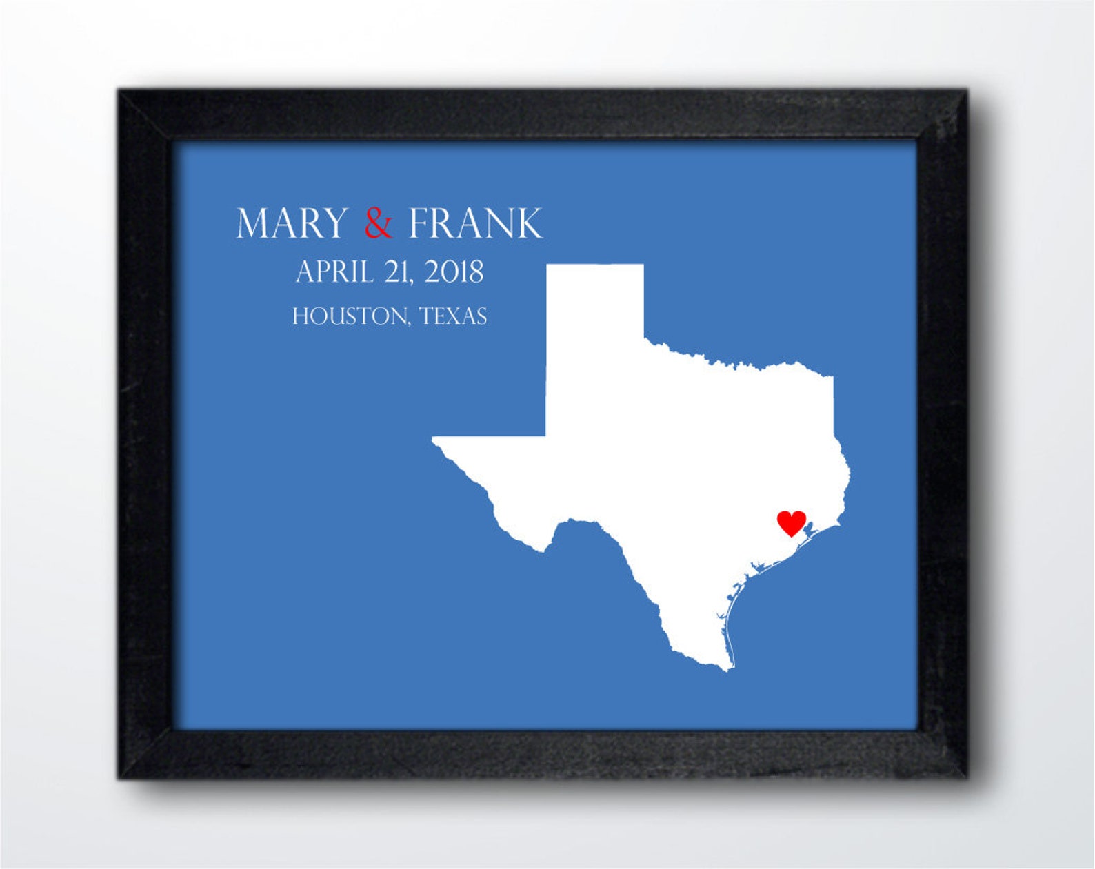 Personalized Texas Map: Custom Texas Wedding Engagement Gift - Etsy