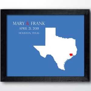 Personalized Texas Map: Custom Texas Wedding, Engagement Gift, Wedding ...