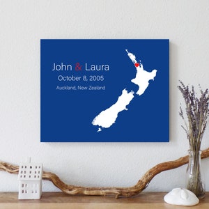 Personalized New Zealand Map: Custom New Zealand Wedding, Engagement ...