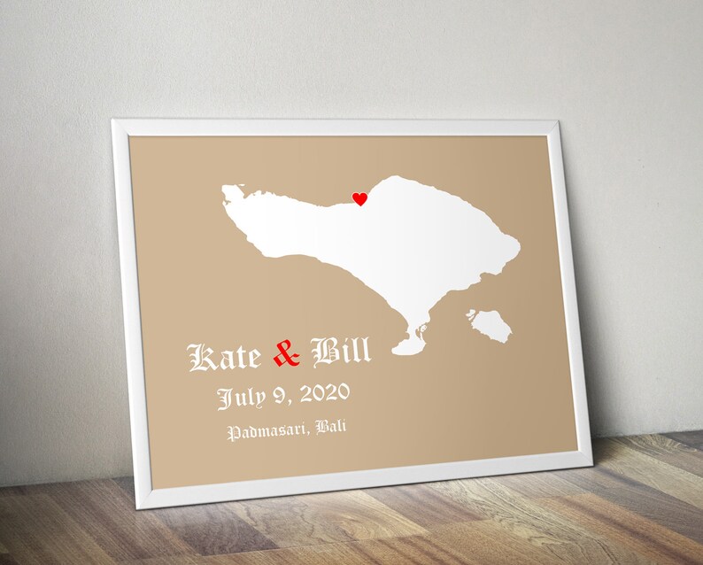 Personalized Bali Map: Custom Bali Wedding Engagement Gift - Etsy