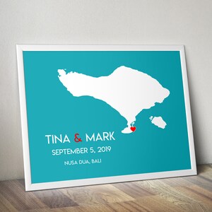 Personalized Bali Map: Custom Bali Wedding, Engagement Gift, Wedding ...