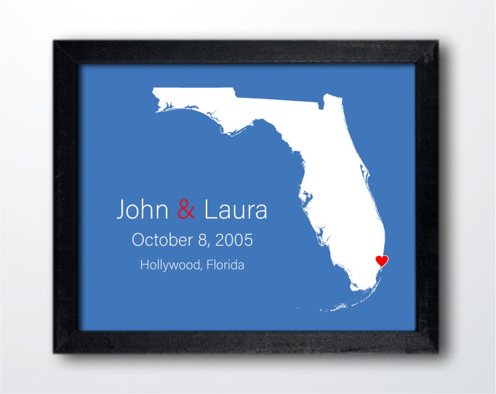 Personalized Florida Map: Custom Florida Wedding Engagement | Etsy