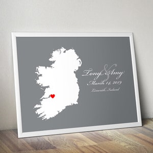 Personalized Ireland Map: Custom Ireland Wedding, Engagement Gift ...