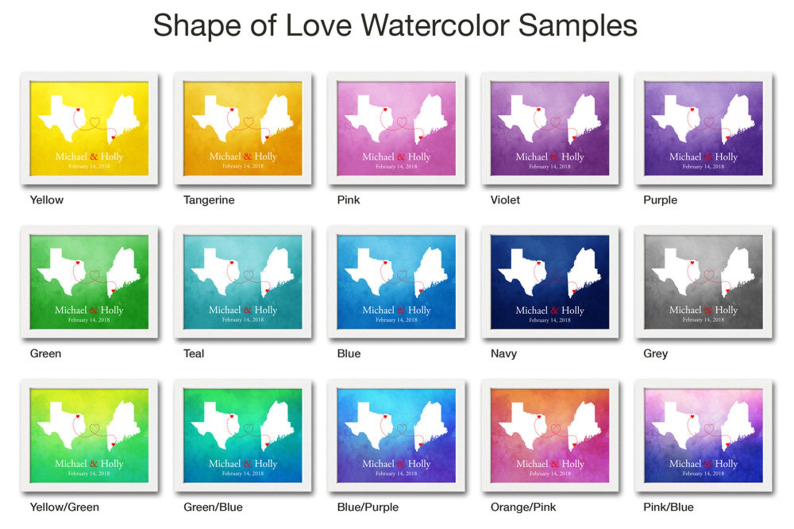 Custom Two Country Maps With Love Trail Watercolor Print- Long Distance ...