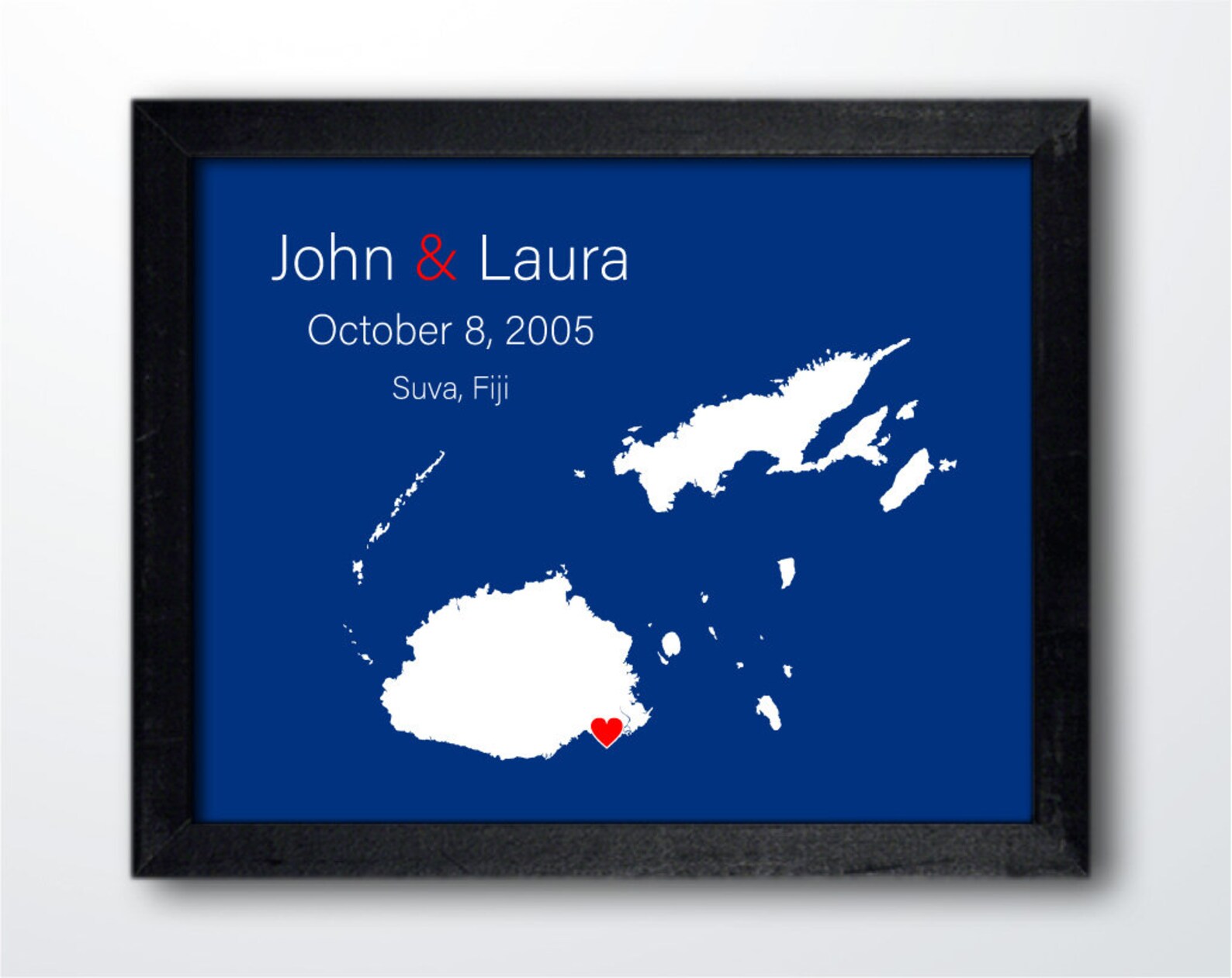 Personalized Fiji Map: Custom Fiji Wedding, Engagement Gift, Wedding ...