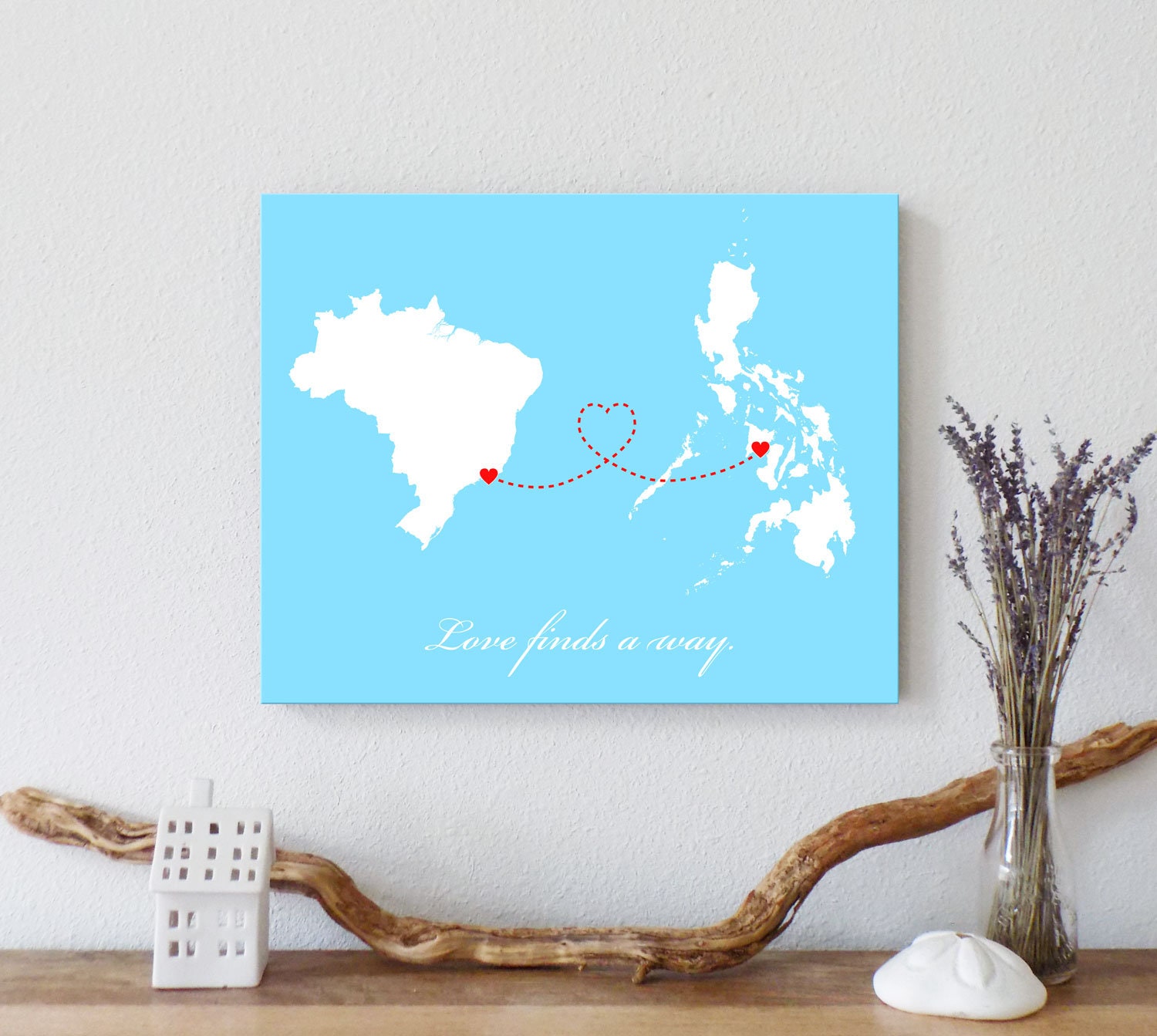 Two States Maps With Love Trails, Engagement Gift, Wedding Gift ...