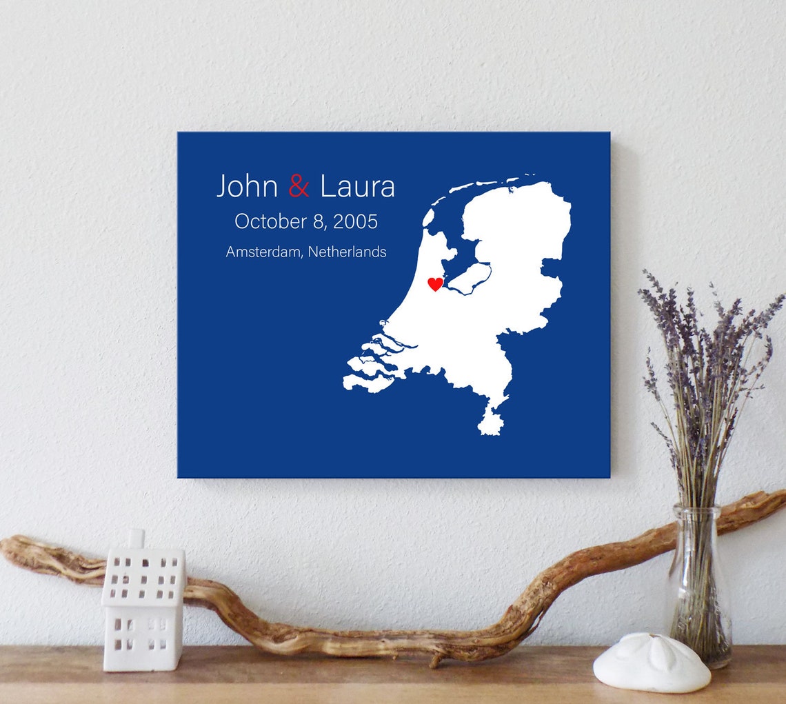 Personalized Netherlands Map: Custom Holland Wedding, Engagement Gift ...