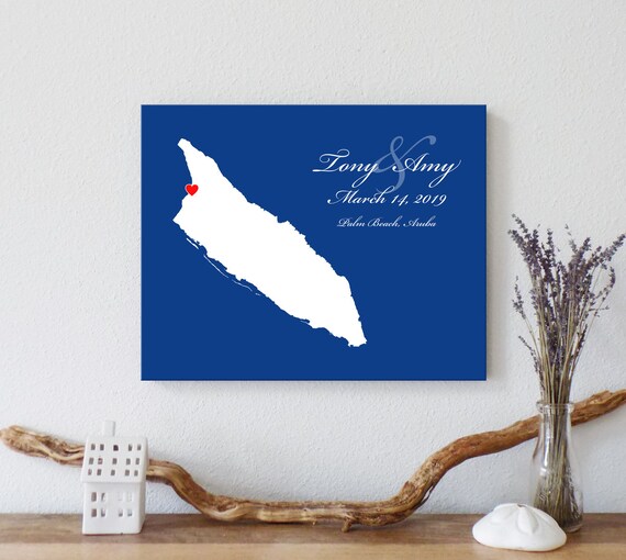 Personalized Aruba Map: Custom Aruba Wedding Engagement Gift | Etsy