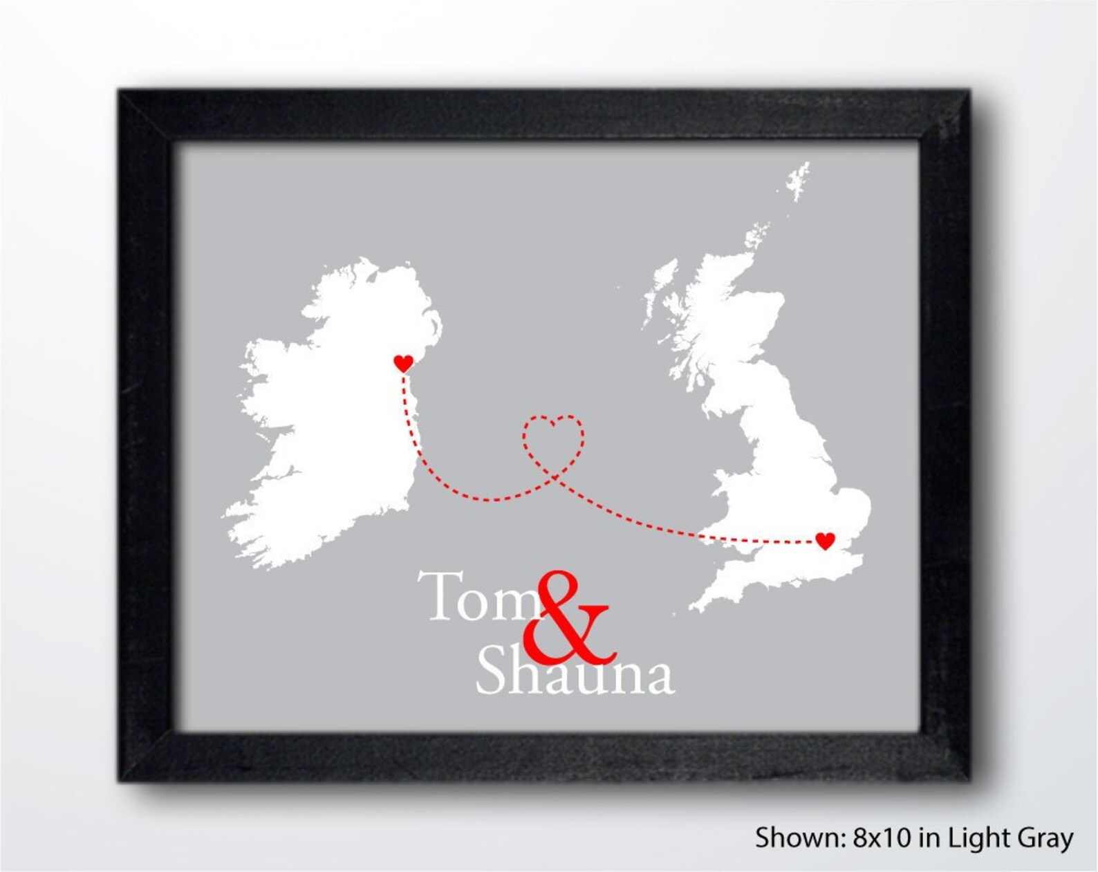 Custom Two Country Map With Love Trails Print Personalized - Etsy
