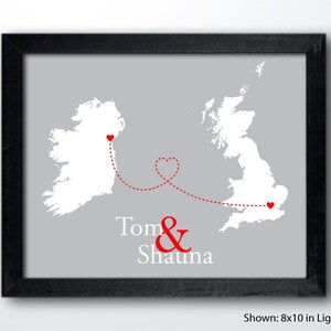 Custom Two Country Map With Love Trails Print- Personalized Long ...