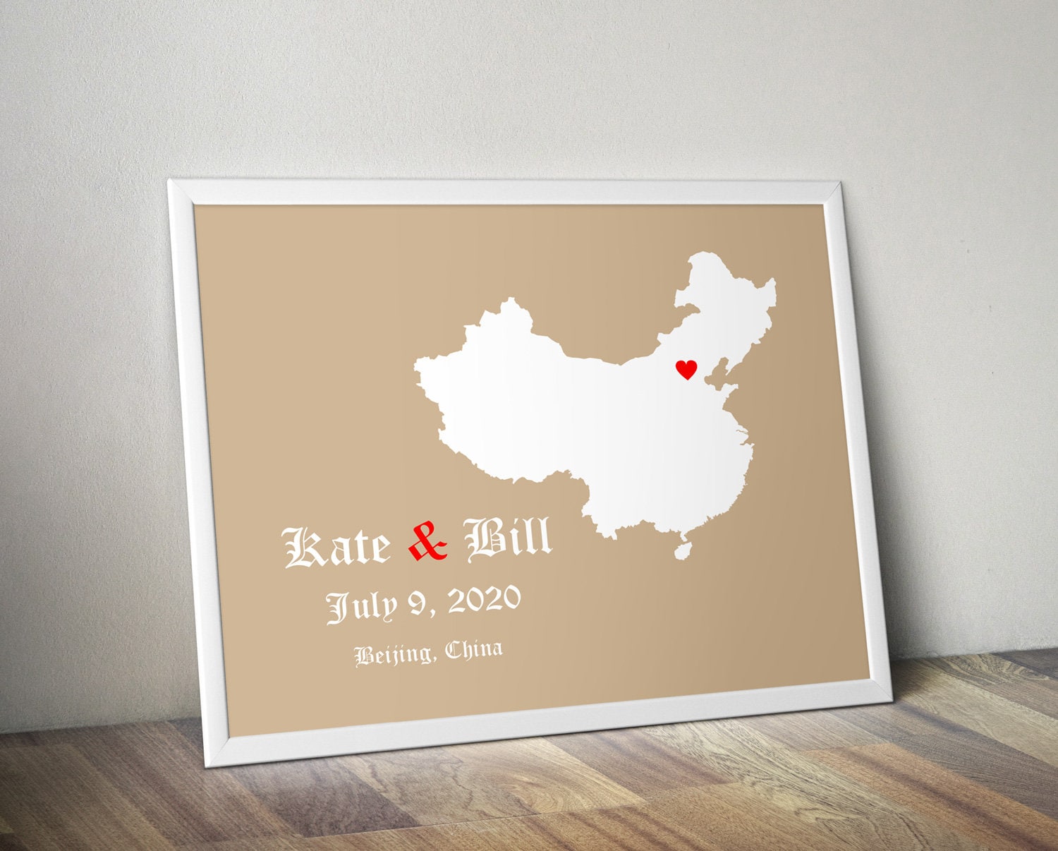Personalized China Map: Custom China Wedding, Engagement Gift, Wedding ...