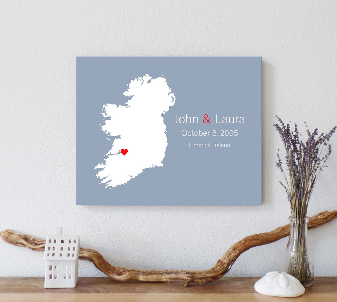 Personalized Ireland Map: Custom Ireland Wedding, Engagement Gift ...