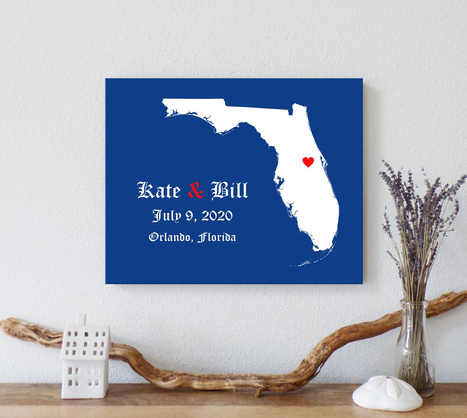 Personalized Florida Map: Custom Florida Wedding Engagement | Etsy