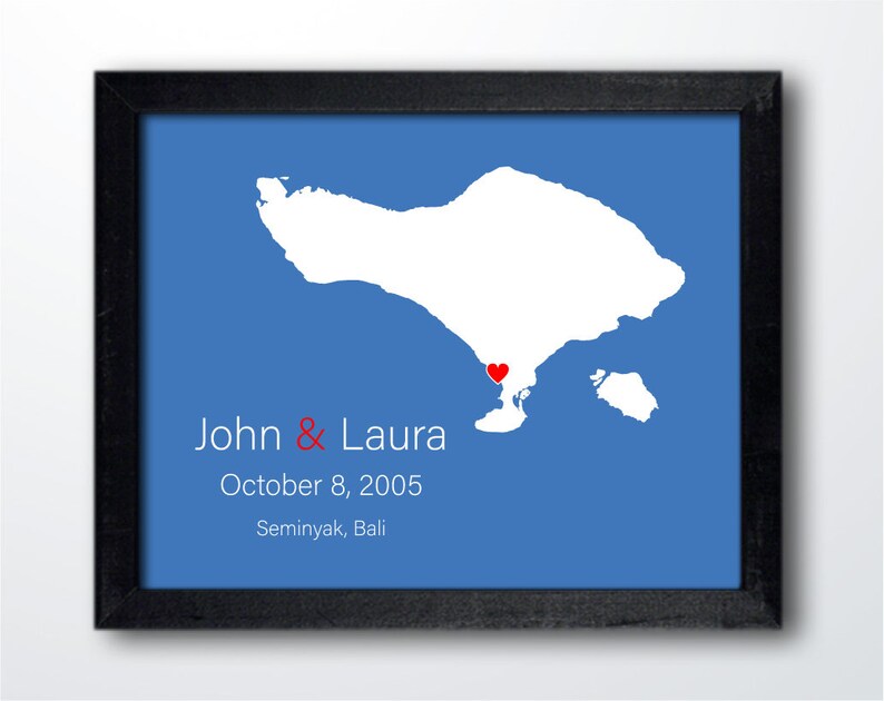 Personalized Bali Map: Custom Bali Wedding Engagement Gift - Etsy