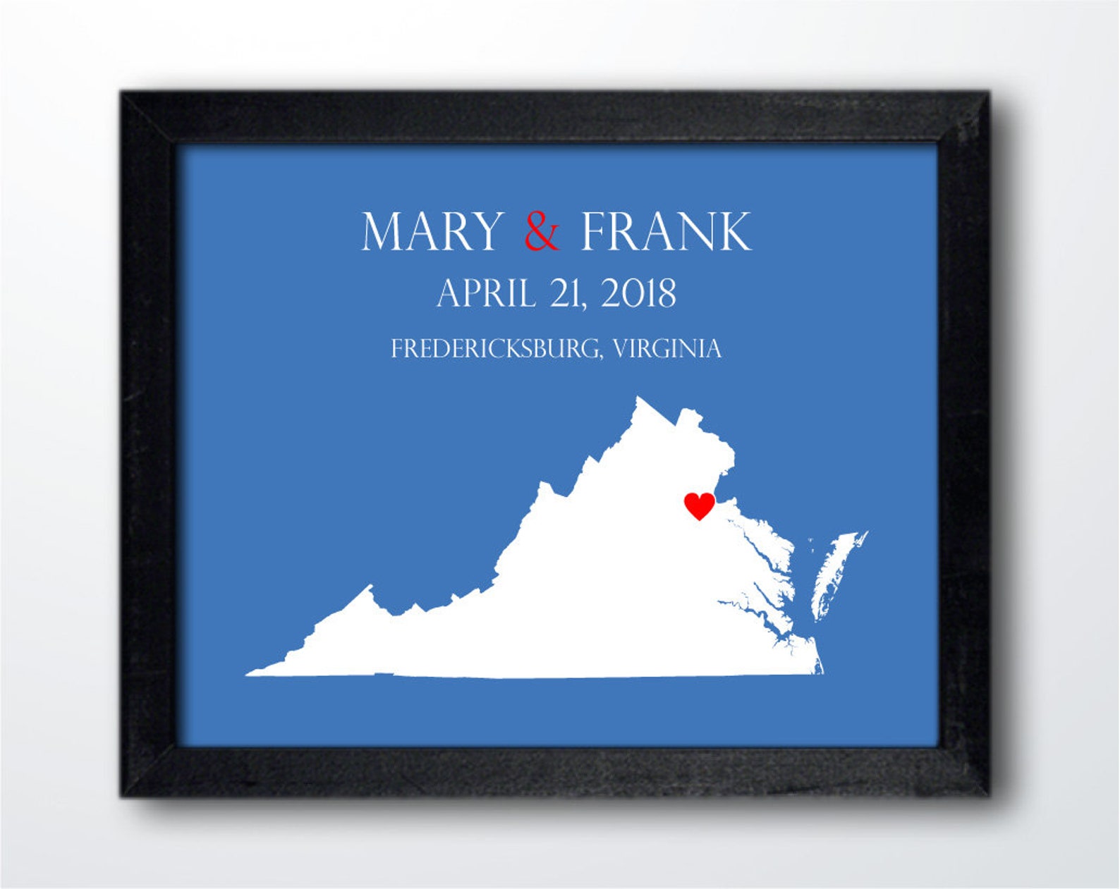 Personalized Virginia Map: Custom Virginia Wedding Engagement | Etsy