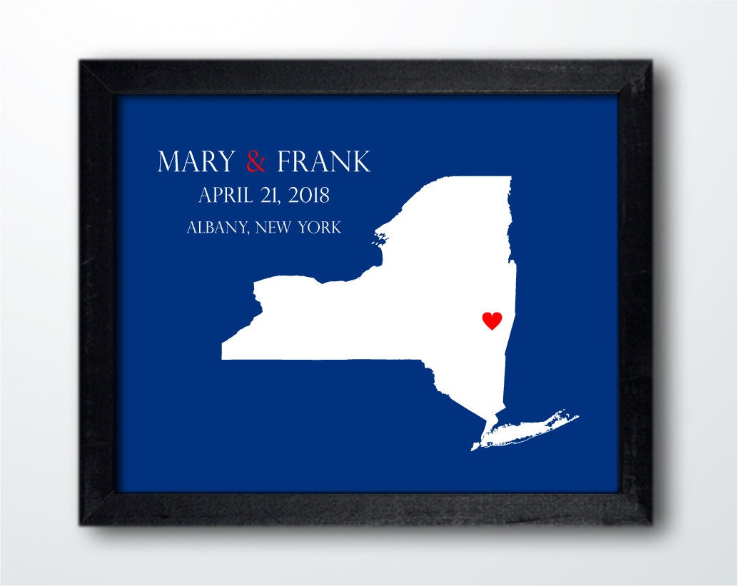 Personalized New York Map: Custom New York Wedding, Engagement Gift ...