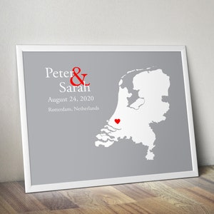 Personalized Netherlands Map: Custom Holland Wedding, Engagement Gift ...