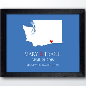 Personalized Washington Map: Custom Washington Wedding, Engagement Gift ...