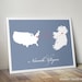 Two Countries Map With Love Trails, Engagement Gift, Wedding Gift ...