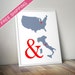 Custom Two Countries Print Engagement Gift Wedding Gift - Etsy