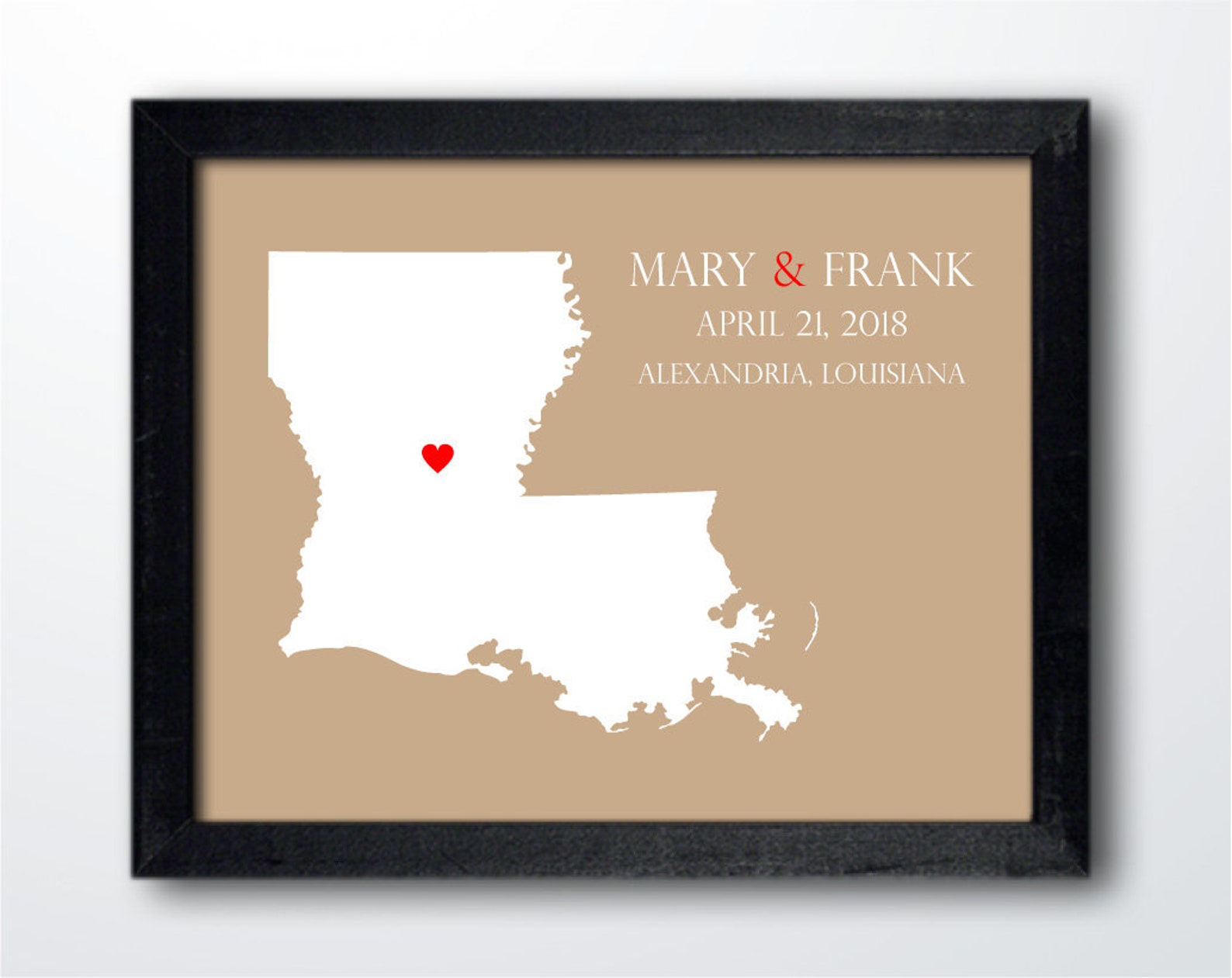 Personalized Louisiana Map: Custom Louisiana Wedding | Etsy