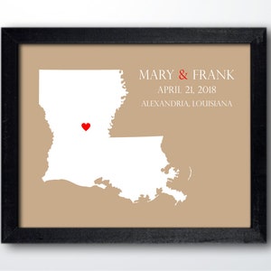 Personalized Louisiana Map: Custom Louisiana Wedding, Engagement Gift ...