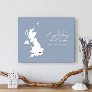 Personalized United Kingdom Map: Custom UK Wedding, Engagement Gift ...