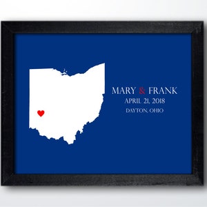 Personalized Ohio Map: Custom Ohio Wedding, Engagement Gift, Wedding ...