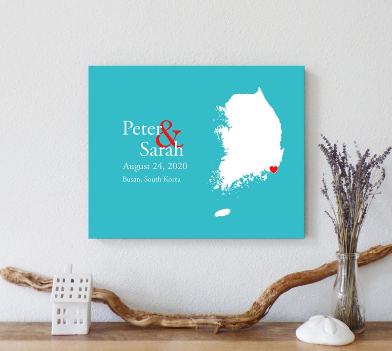 Personalized South Korea Map: Custom South Korea Wedding - Etsy