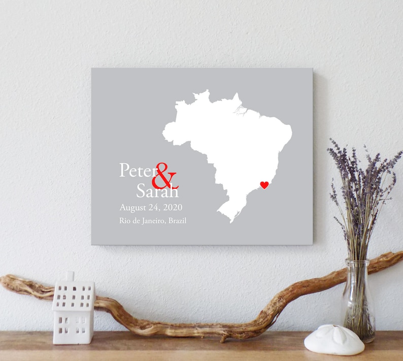Personalized Brazil Map: Custom Brazil Wedding Engagement | Etsy