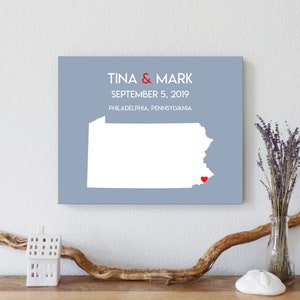 Personalized Pennsylvania Map: Custom Pennsylvania Wedding, Engagement ...