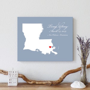 Personalized Louisiana Map: Custom Louisiana Wedding, Engagement Gift ...