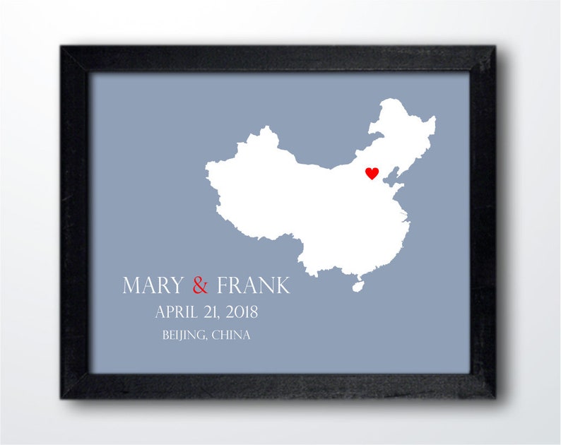 Personalized China Map: Custom China Wedding, Engagement Gift, Wedding ...