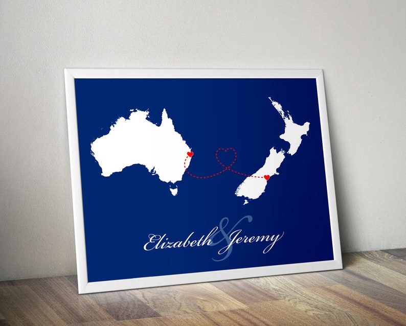 Two States Maps With Love Trails, Engagement Gift, Wedding Gift ...