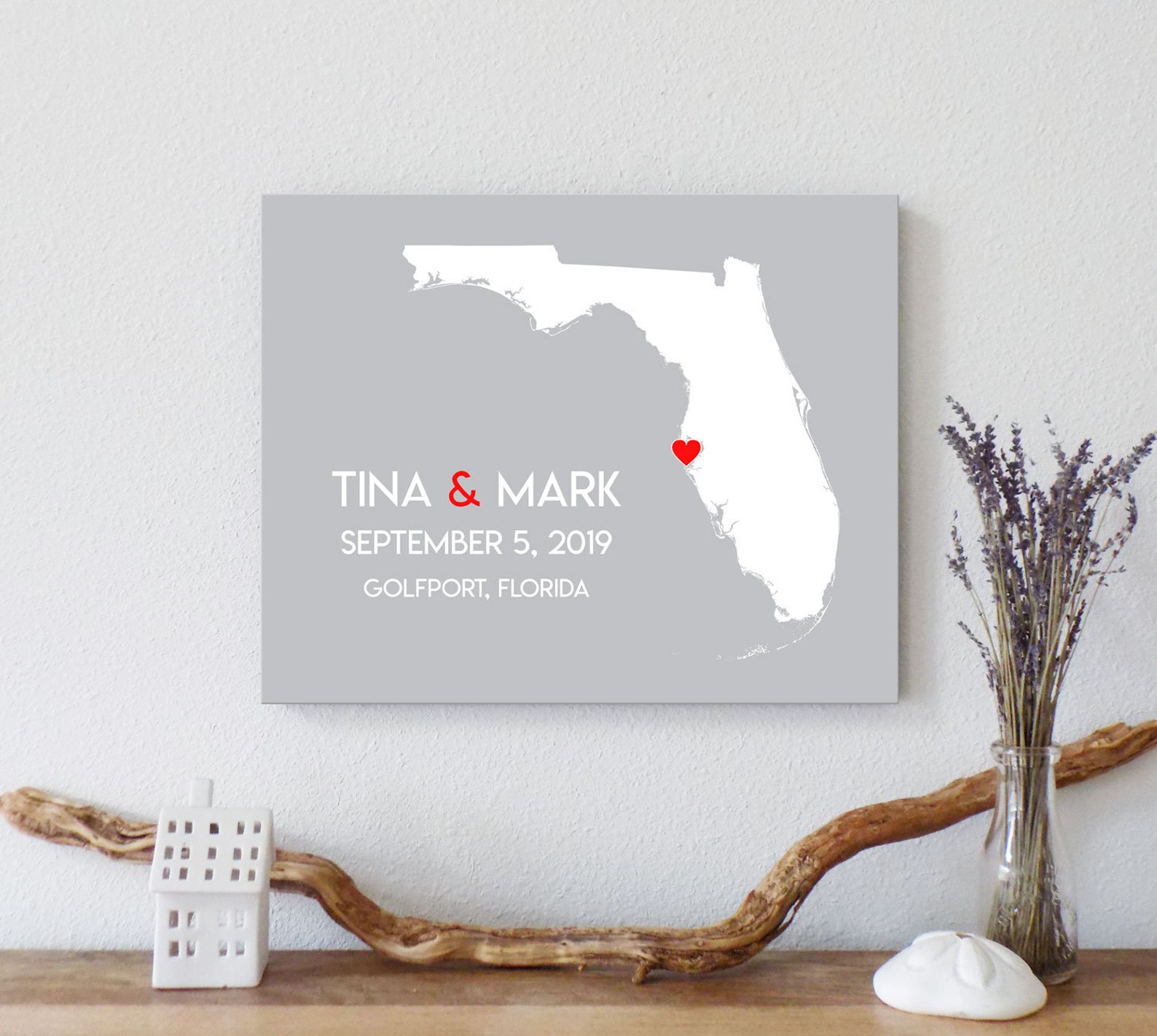 Personalized Florida Map: Custom Florida Wedding, Engagement Gift ...